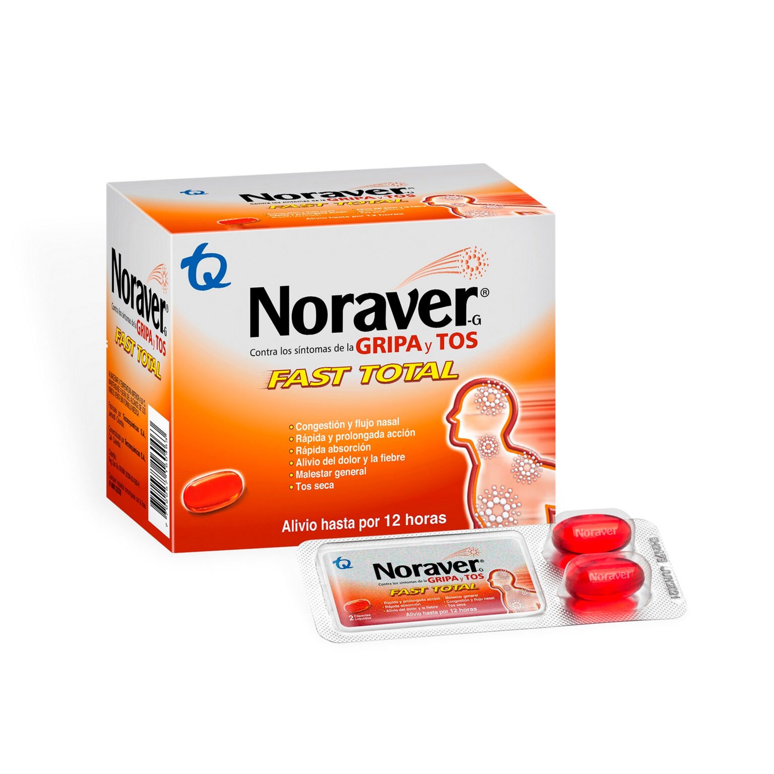 Noraver Fast Total Blister x 2 cápsulas | Alivio de síntomas gripales y ...